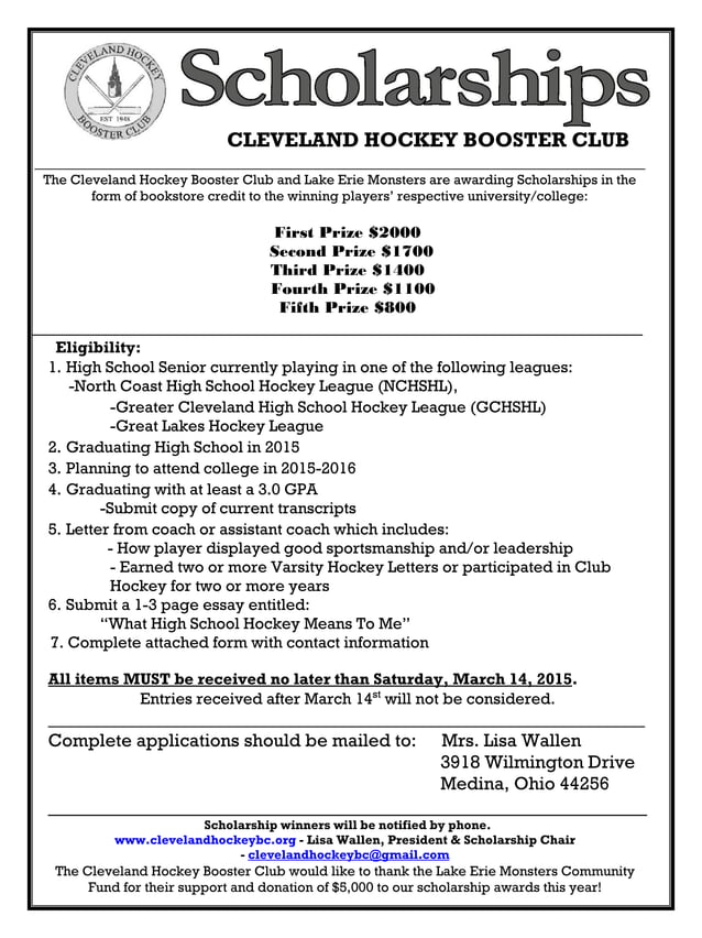 Chbc high school_scholarships_15_16 | PDF | Sports