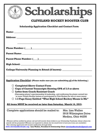 Chbc high school_scholarships_15_16 | PDF