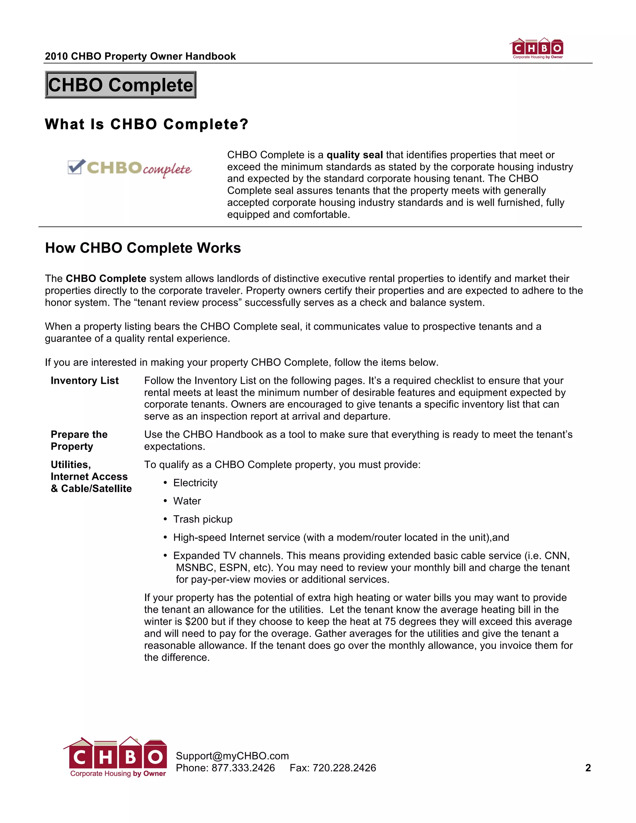 CHBO Handbook Checklist | PDF