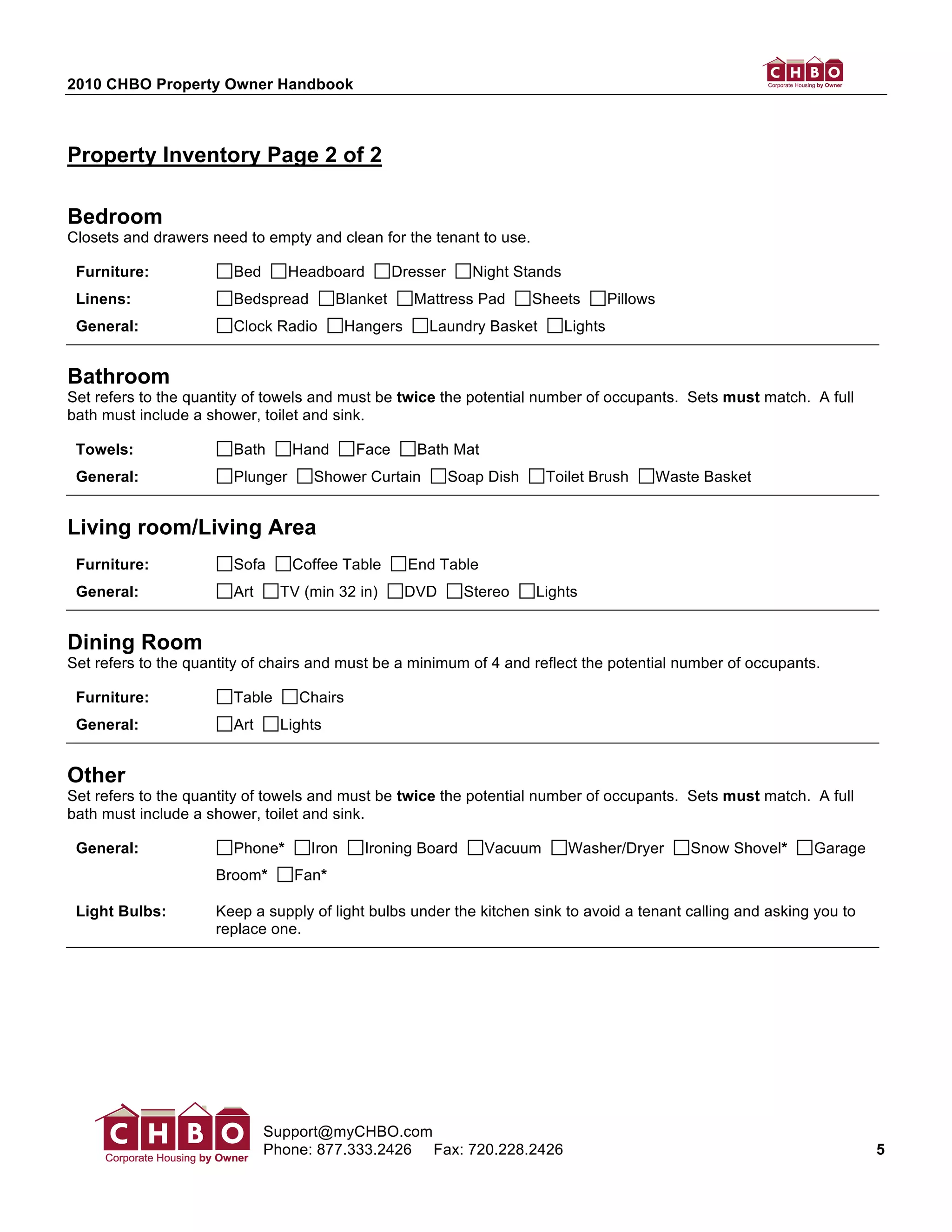 CHBO Handbook Checklist | PDF