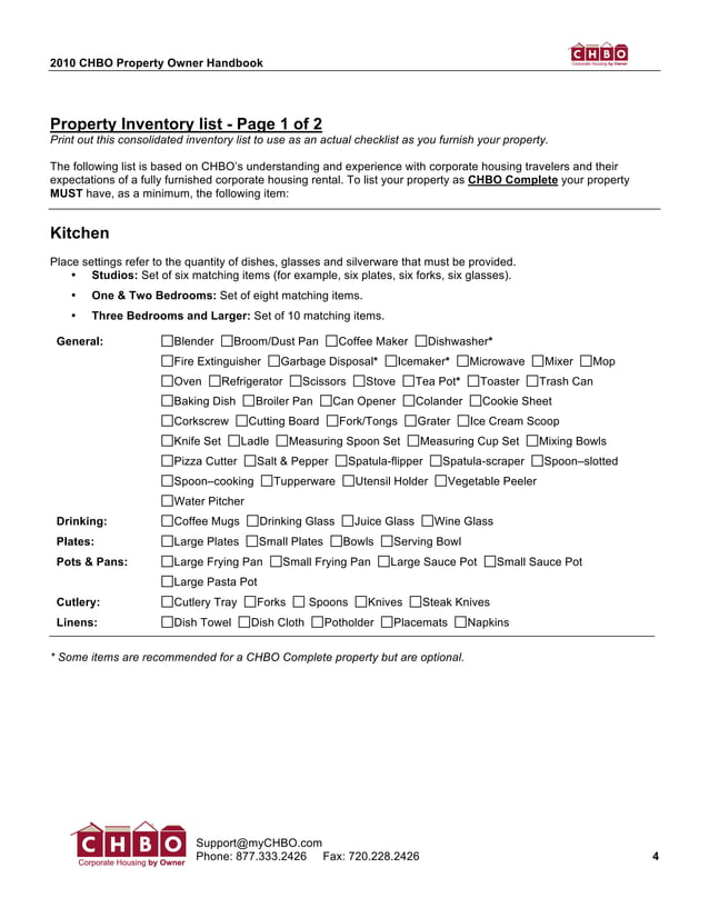 CHBO Handbook Checklist | PDF | Bath and Shower | Personal Care