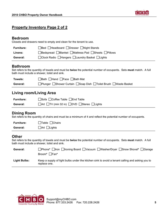 CHBO Handbook Checklist | PDF | Bath and Shower | Personal Care