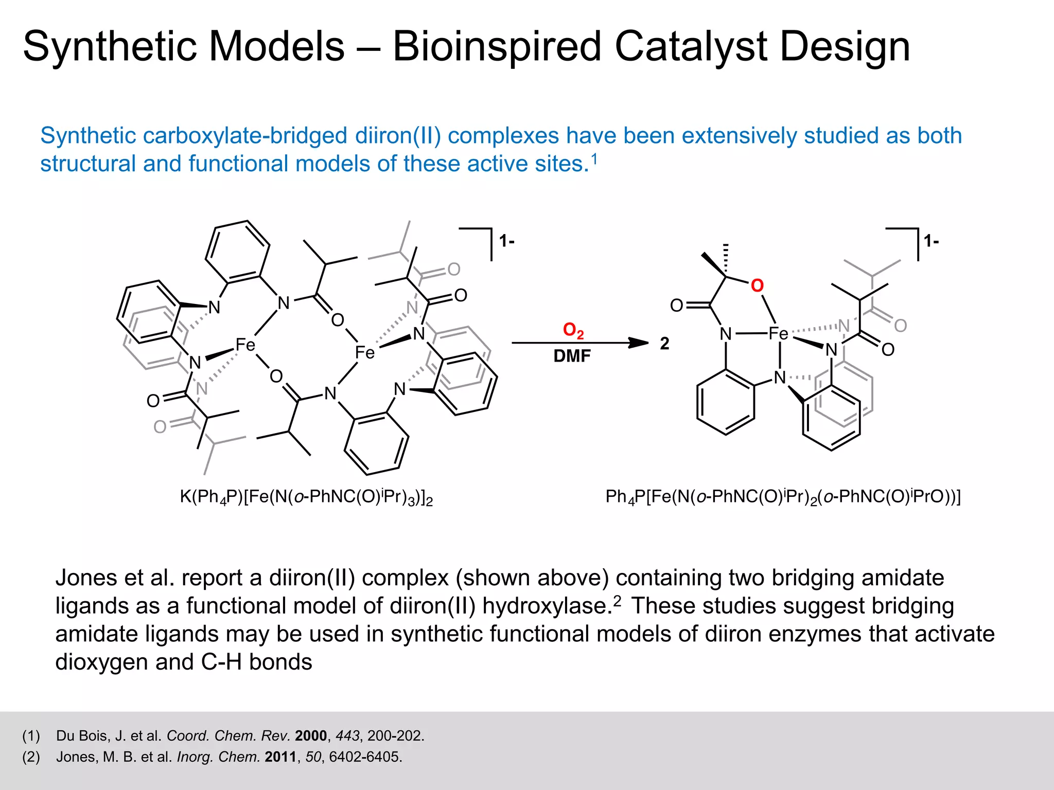 C–H bond hydroxylation at non heme carboxylate-bridged diiron centers | PPT