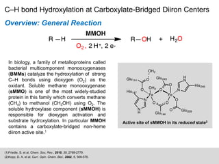 C–H bond hydroxylation at non heme carboxylate-bridged diiron centers | PPT