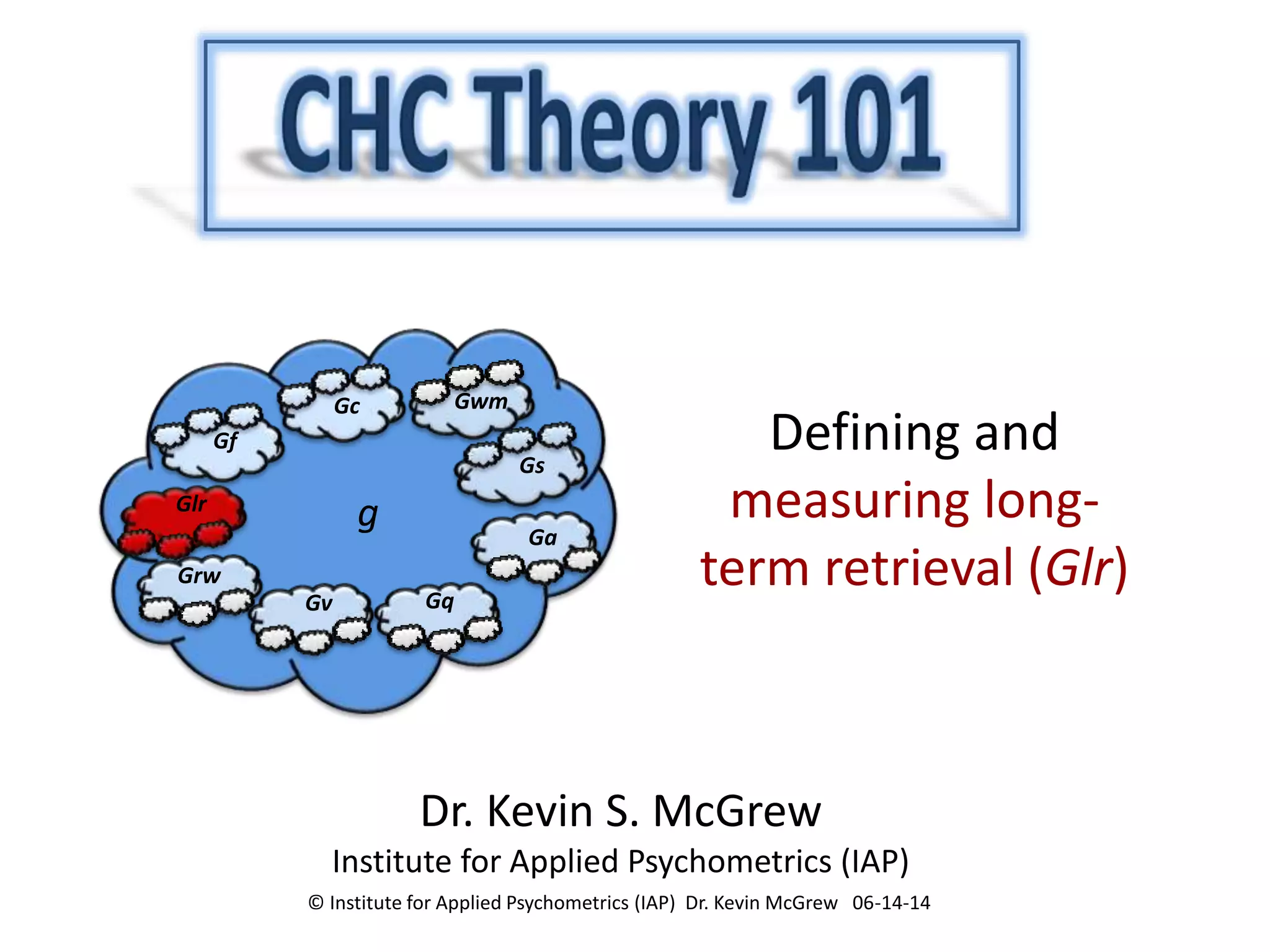 CHC Theory Codebook 1: Cognitive definitions | PPTX