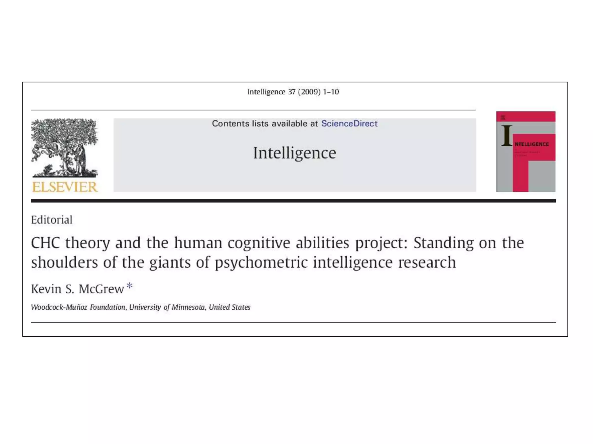 CHC theory 101: From general intelligence (g) to CHC theory | PPTX