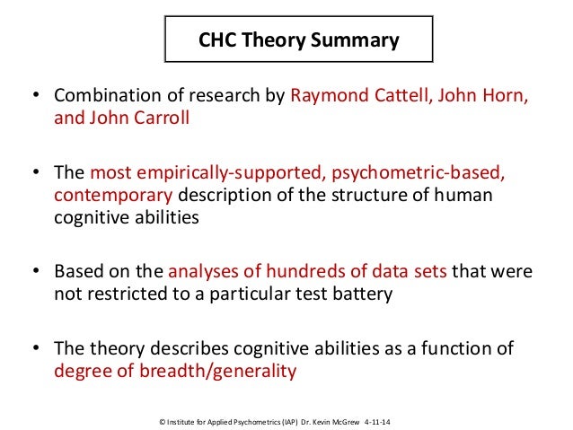 CHC theory 101: From general intelligence (g) to CHC theory