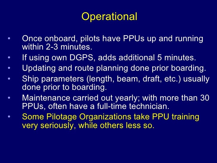 The Use of Portable Pilot Units (PPU) Lee Alexander, MJ Casey