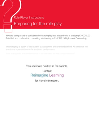 Reimagine Role Plays (CHCCSL001) | PDF | Mental Health | Diseases and ...