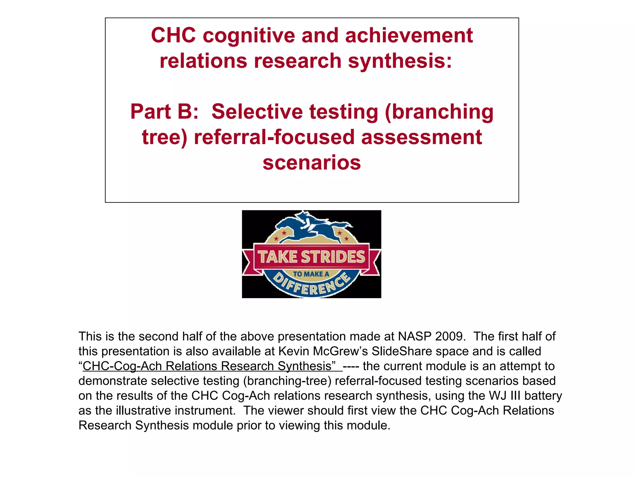CHC selective referral-focused assessment scenarios | PPT