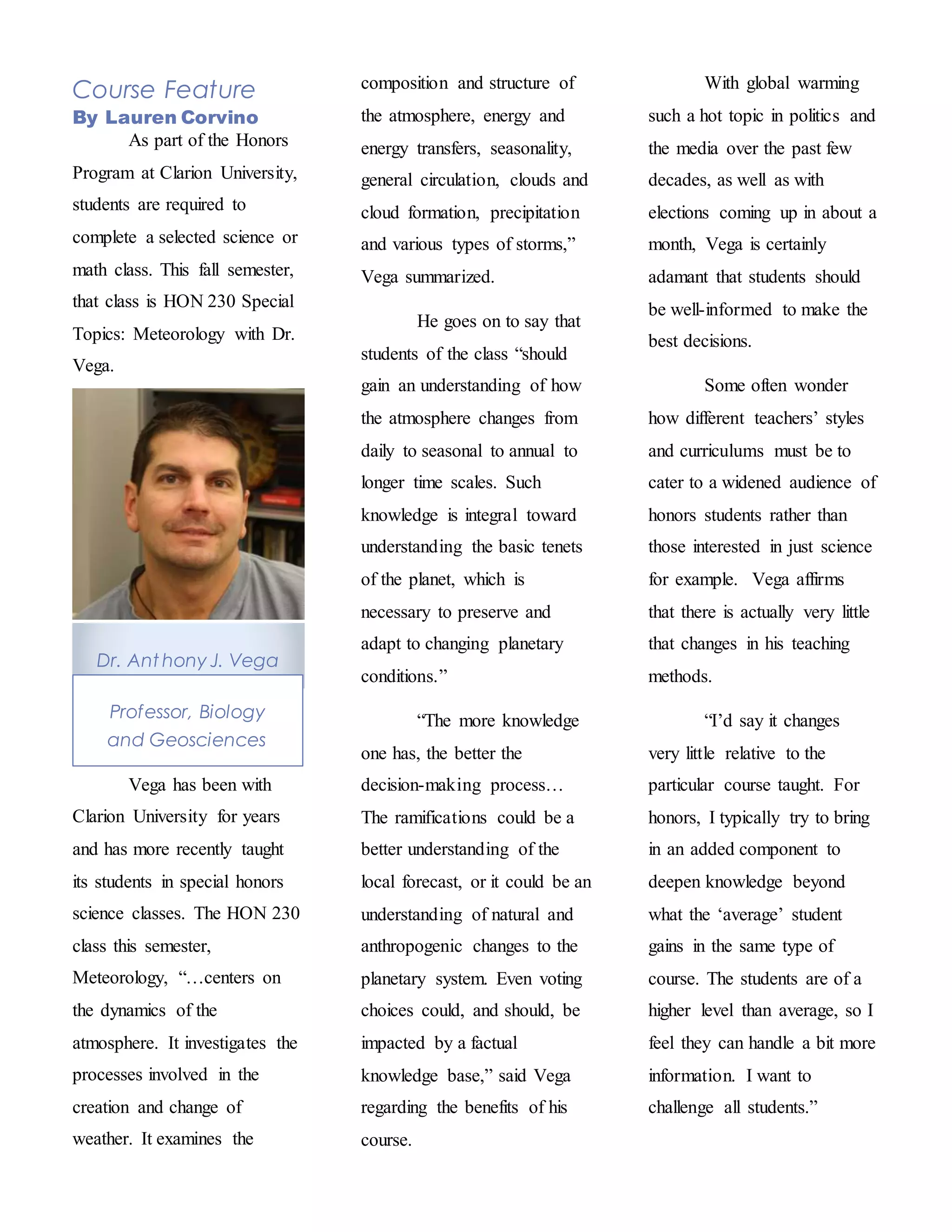 Clarion Honors Chronicle (9/30/2015) | DOCX