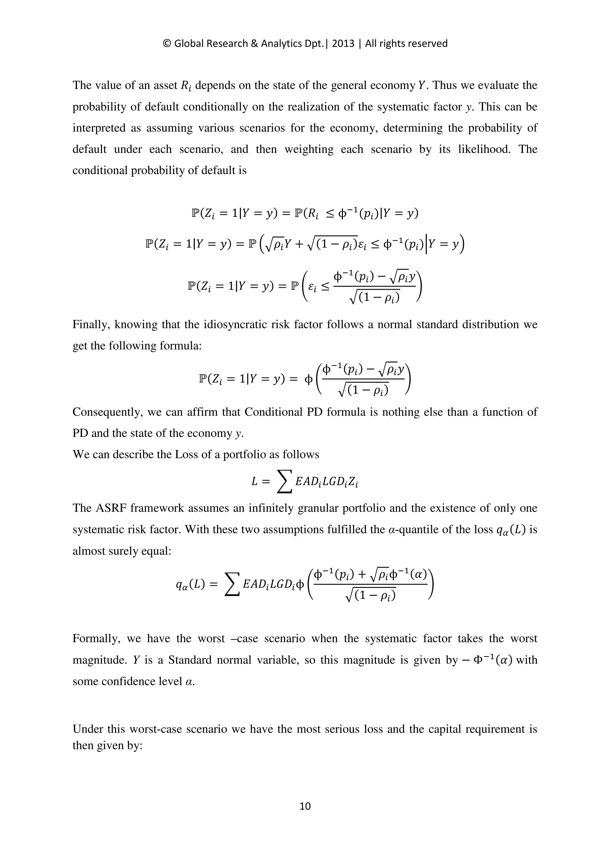 Basel II IRB Risk Weight Functions : Demonstration and Analysis | PDF