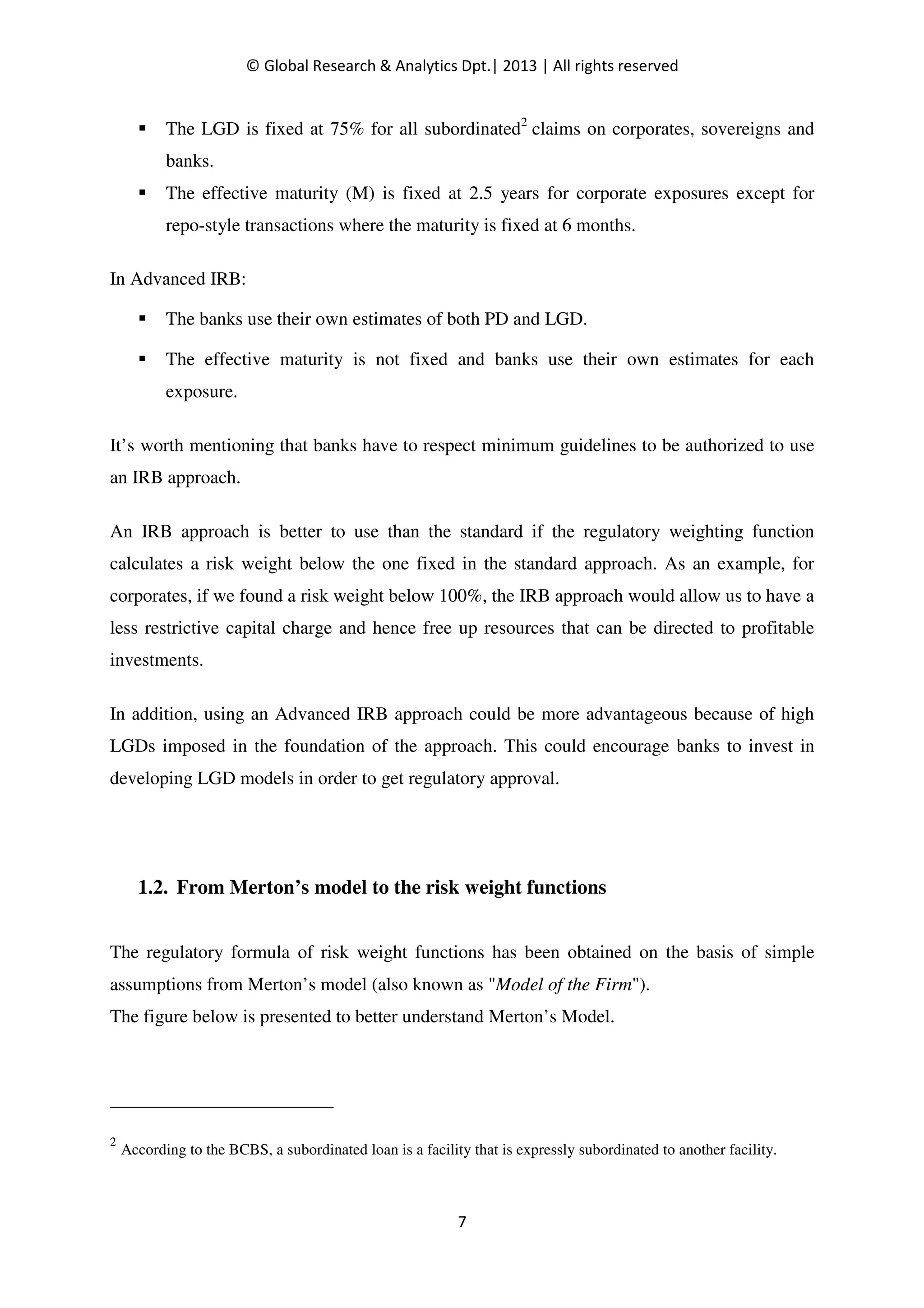 Basel II IRB Risk Weight Functions : Demonstration and Analysis | PDF
