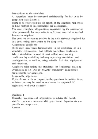 CHCLEG003Manage legal and ethical complianceAssessment | PDF