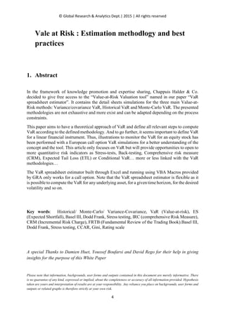 Chappuis Halder & Co - VaR estimation solutions | PDF