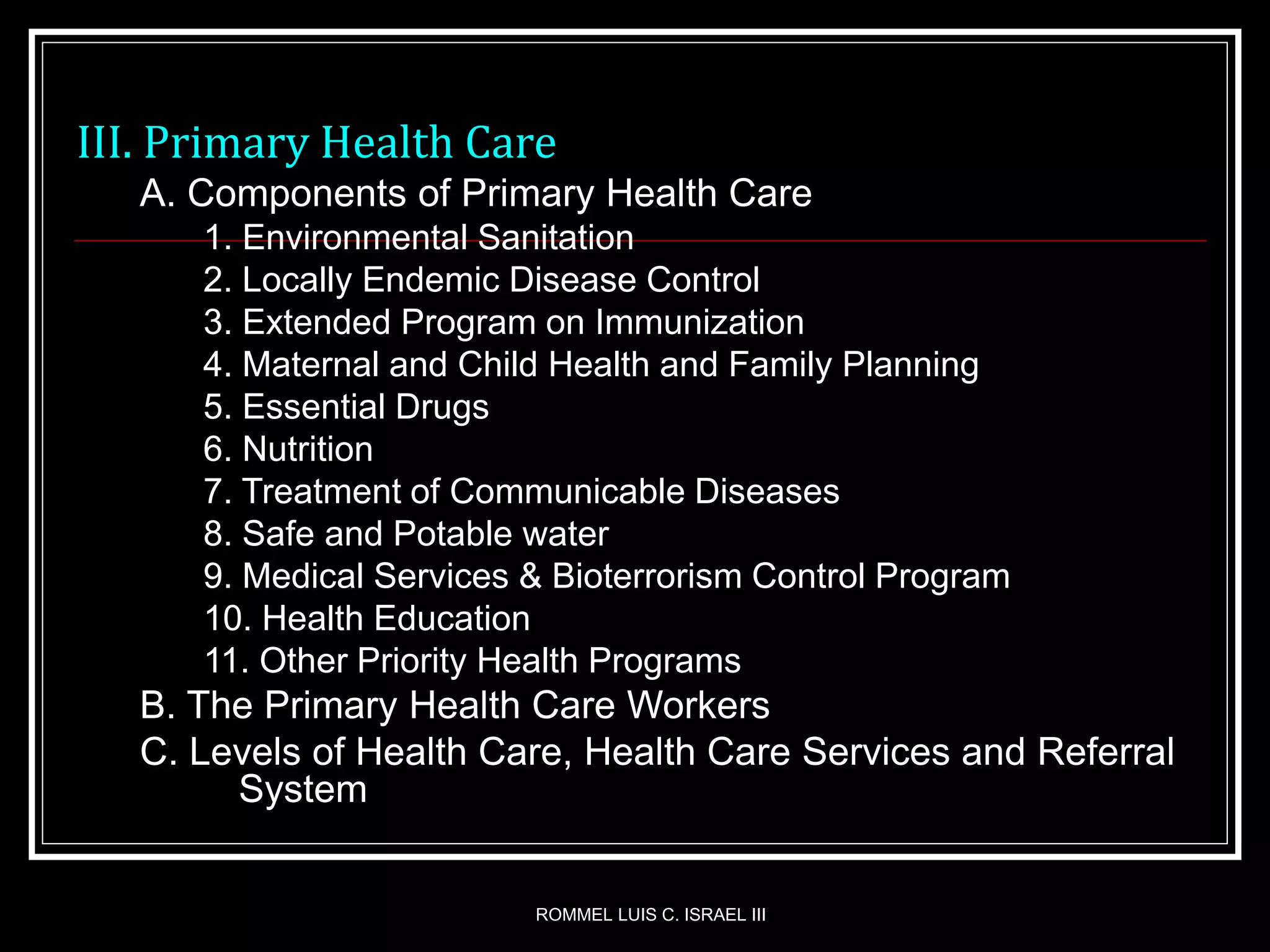 COMMUNITY HEALTH DEVELOPMENT Course Outline | PPTX