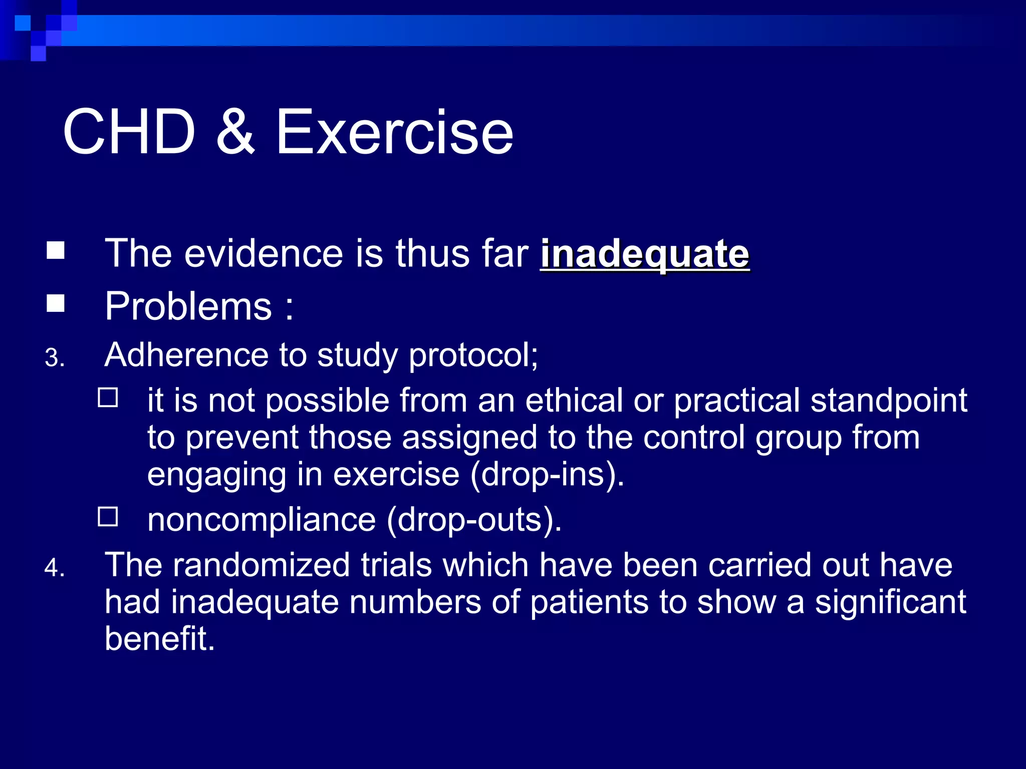 Coronary Heart Disease and Exercise: What's the evidence? | PPT
