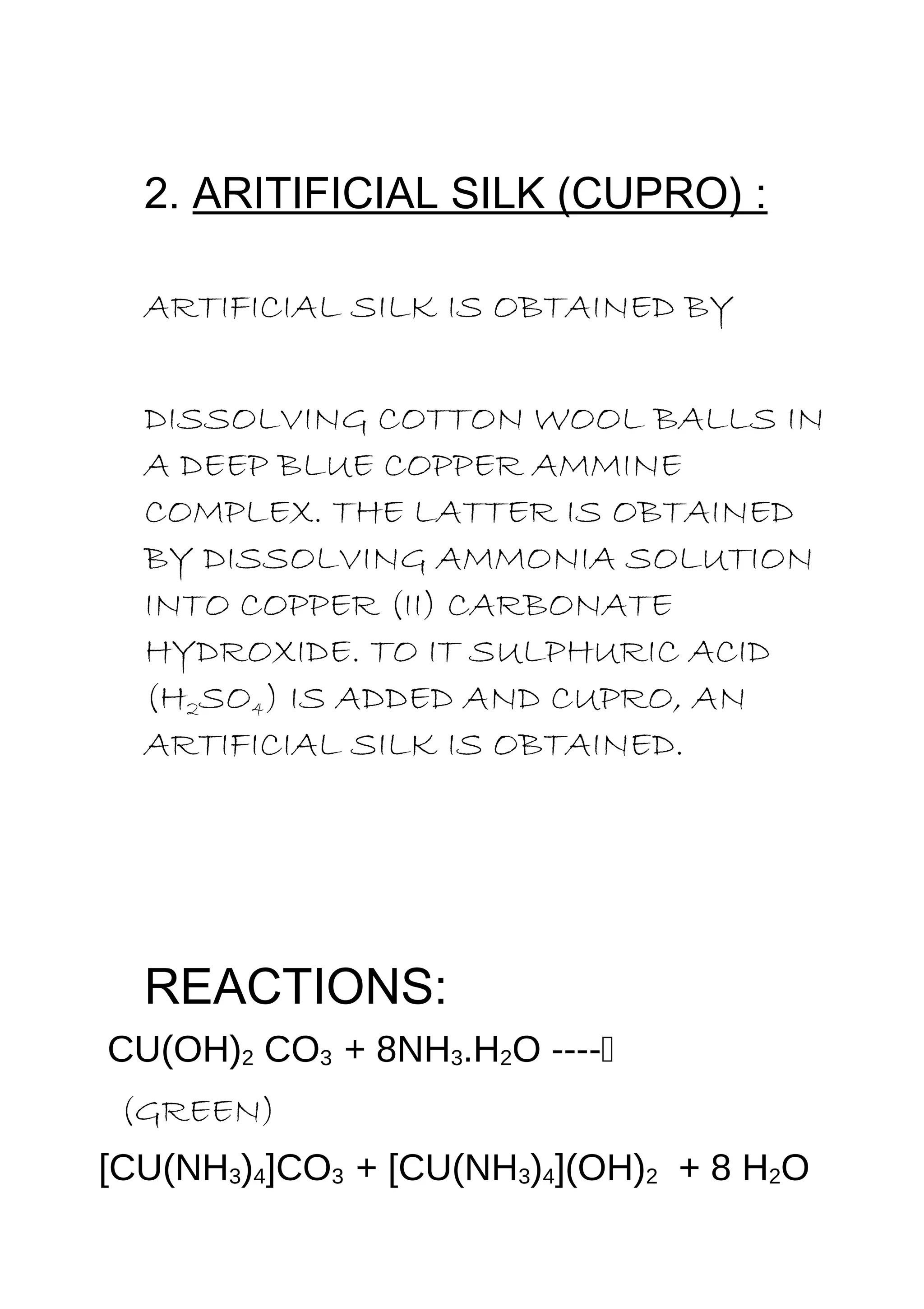 To prepare rayon from cotton wool.(class 12 ) | ODT