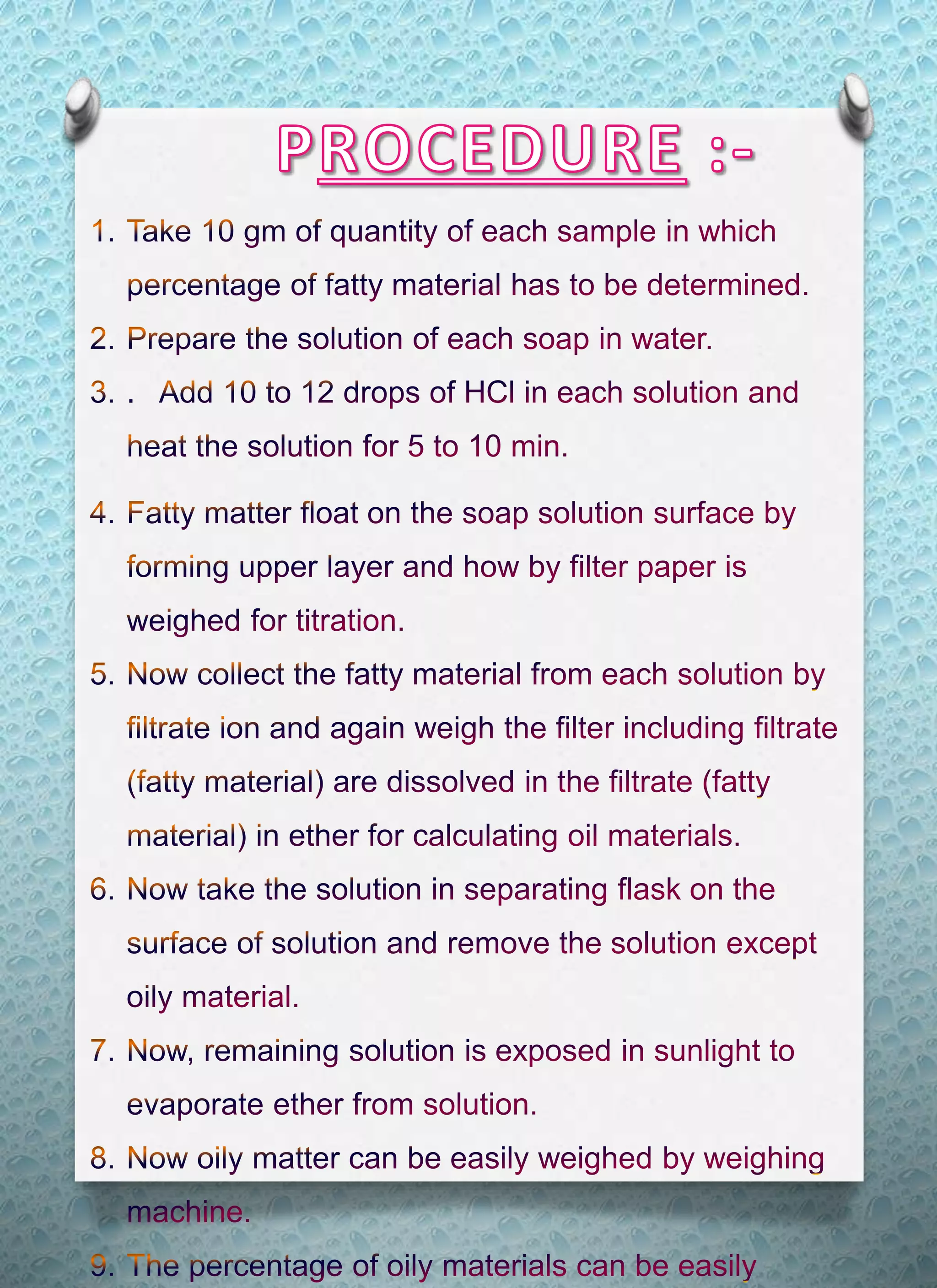 Chemistry Investigative project on Soaps (To find and calculate the ...