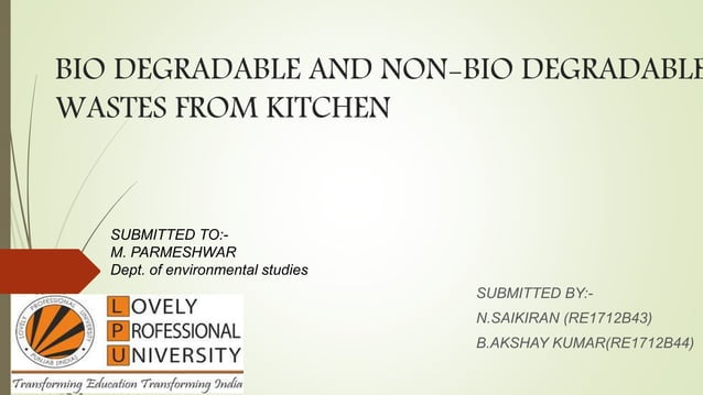 bio degradable and non-bio degradable wastes | PPTX | Environment | Science