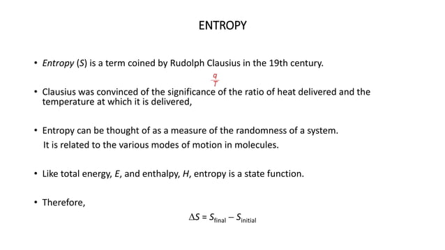 CHE 116 Unit 2.1 Entropy.pptx chemistry | PPT