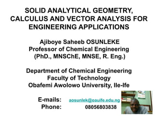 CHE 305 Lesson 1 Note on engineering Analysis | PPTX
