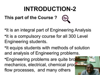 CHE 305 Lesson 1 Note on engineering Analysis | PPTX