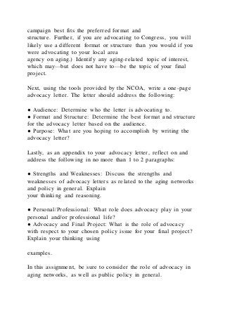 CHE 329 Module Six Advocacy Letter | DOCX