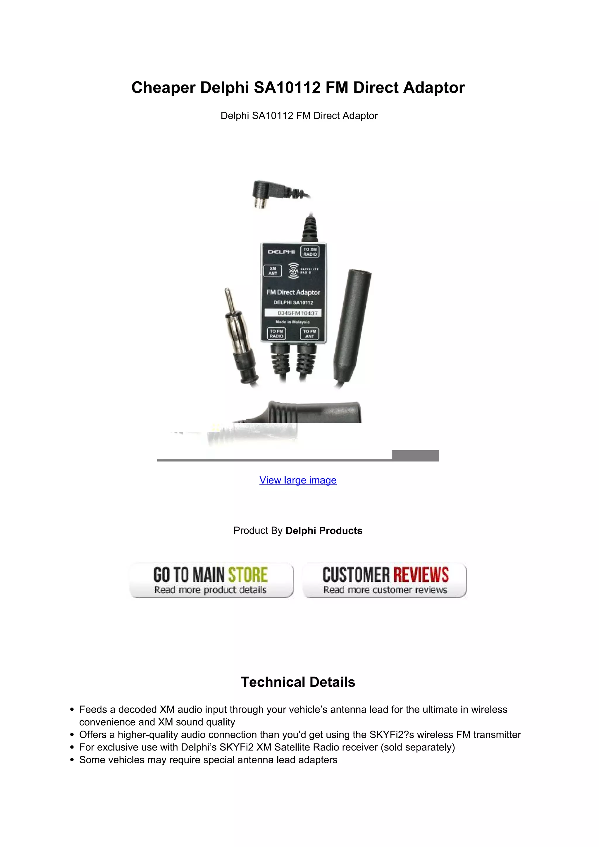 Cheaper delphi sa10112 fm direct adaptor | PDF
