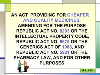 Cheaper Medicine Law.ppt