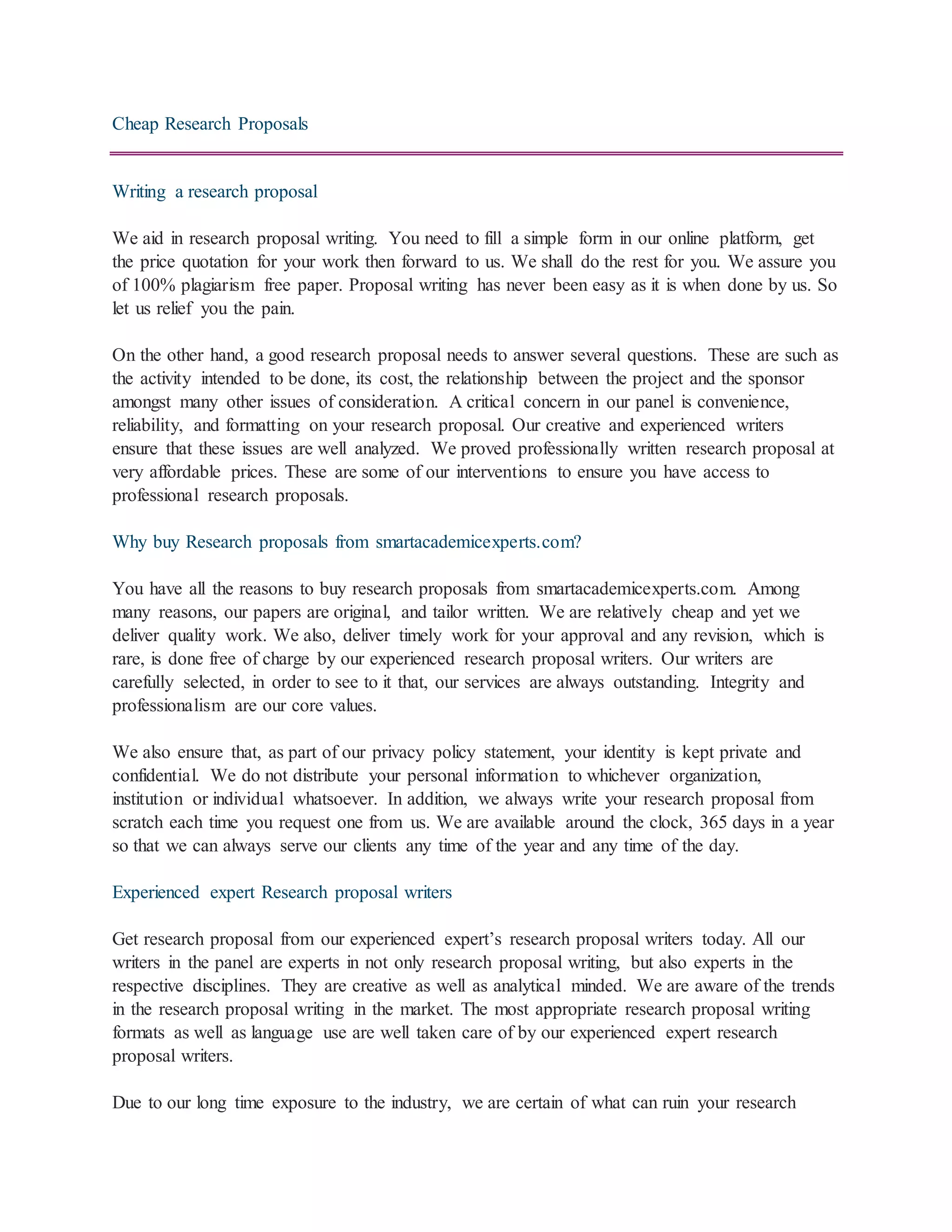 Cheap research proposals | DOCX