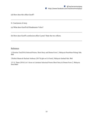 PT3/ FORM 2 Literature Cheat | PDF