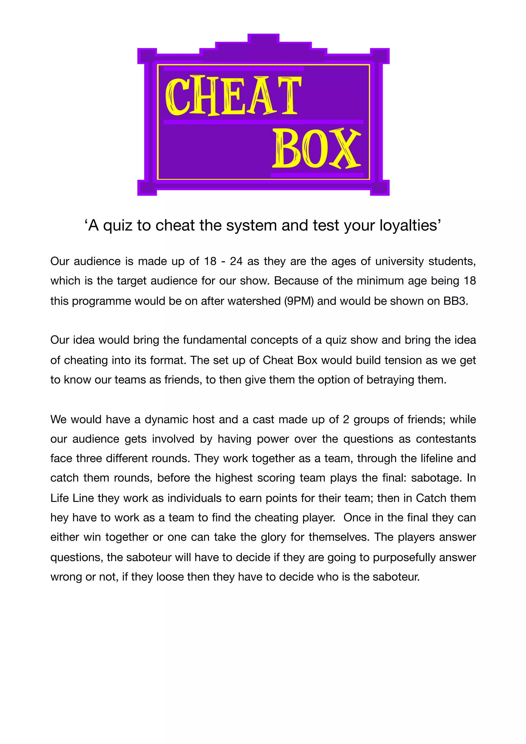 Cheat box proposal | PDF