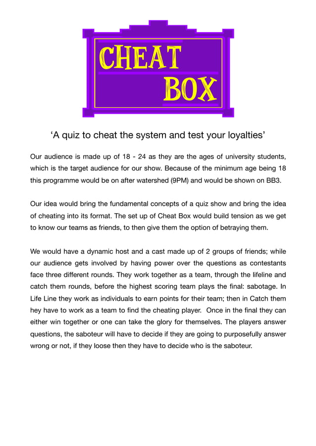Cheat box proposal | PDF | Free Download