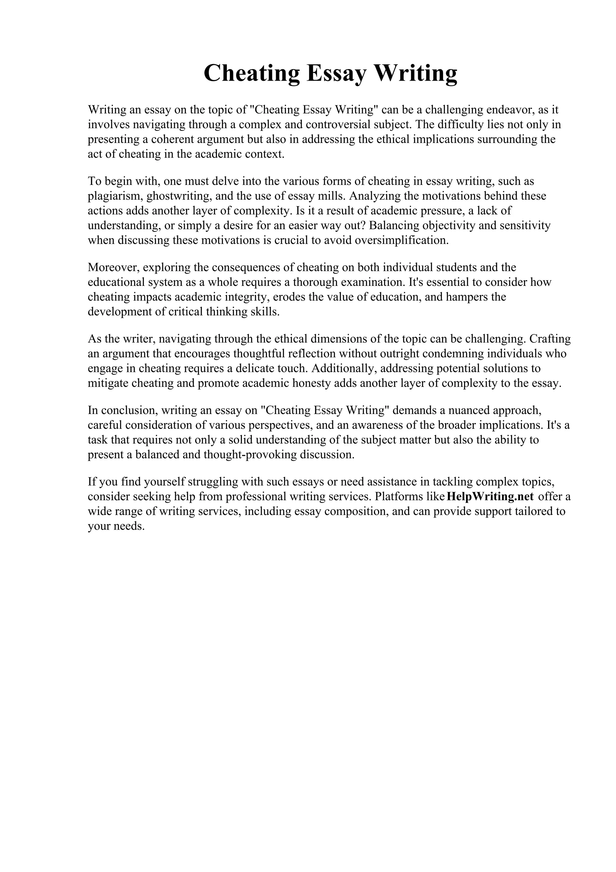 Cheating Essay Writing.pdfCheating Essay Writing | PDF