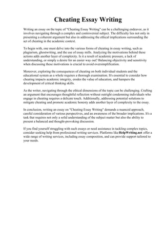 Cheating Essay Writing.pdfCheating Essay Writing | PDF
