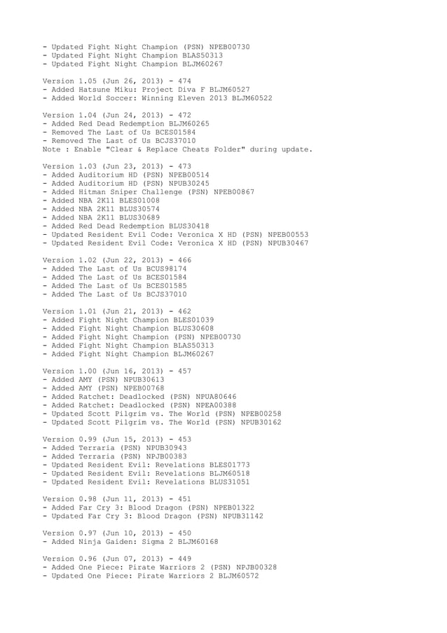 Cheats db bsd_version | TXT | Casino and Gambling Video Games | Video Game Genres