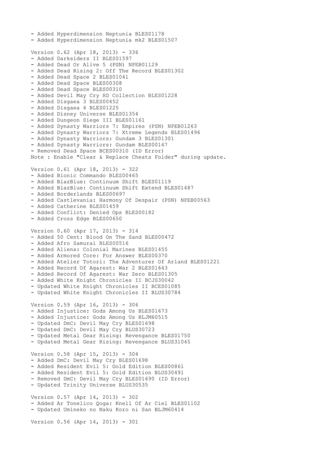 Cheats db bsd_version | TXT | Casino and Gambling Video Games | Video Game Genres