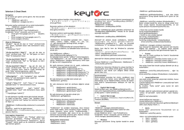 Selenium 2- Keytorc Test Automation Cheatsheet | PPT