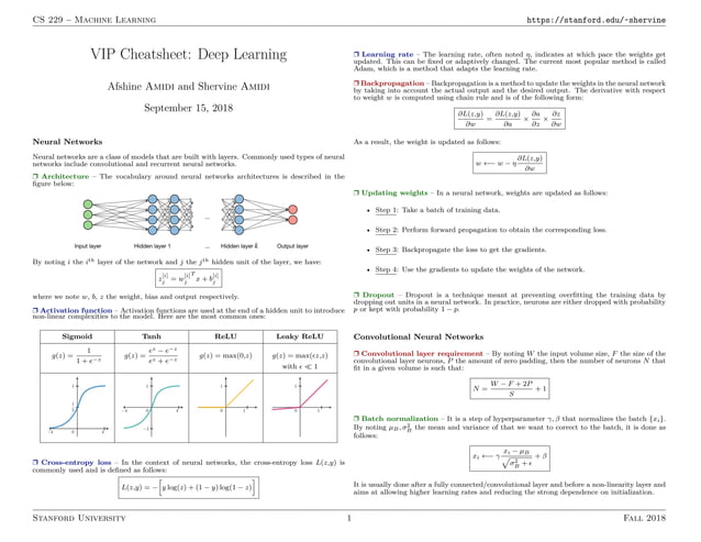 Cheatsheet deep-learning | PPT