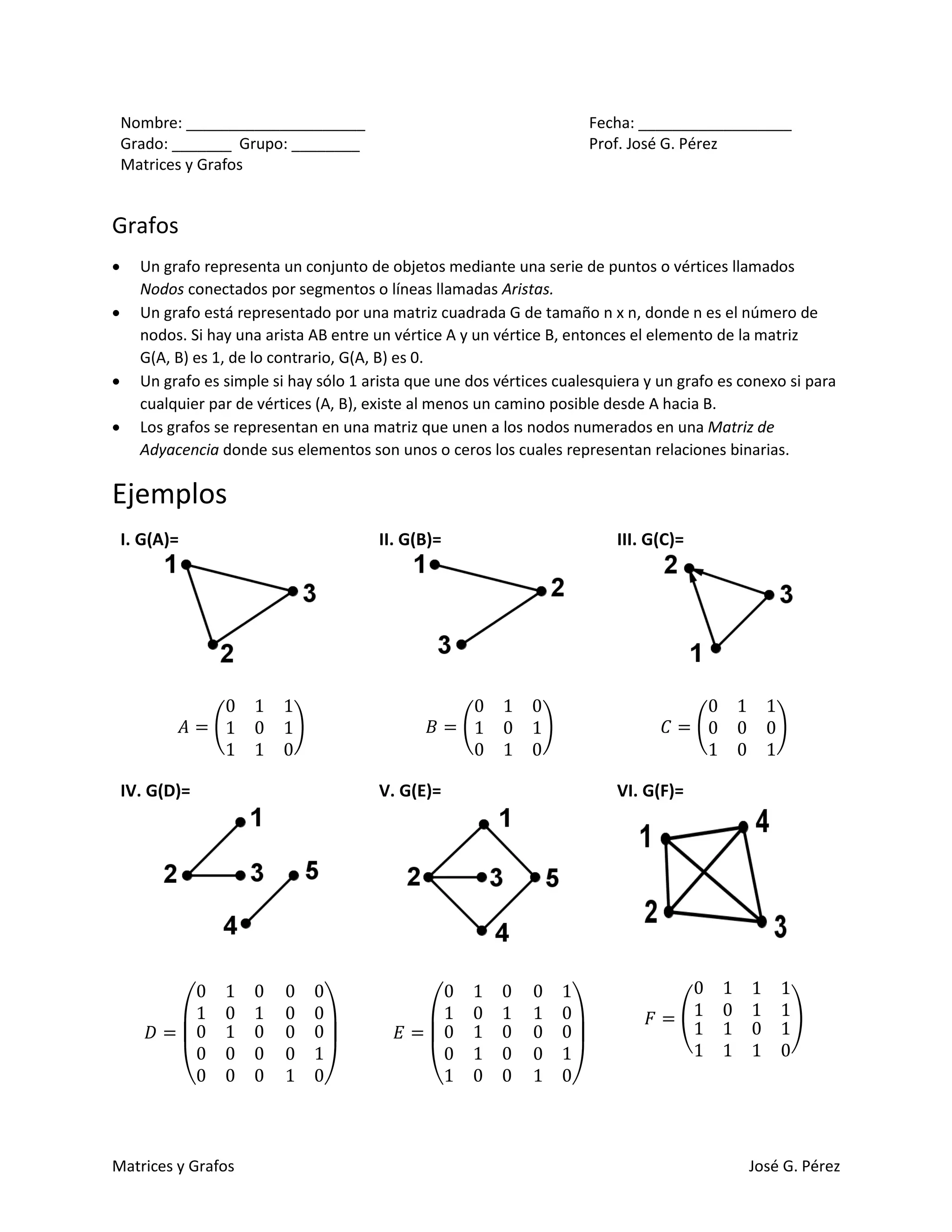 Cheatsheet de Grafos y Matriz de Adyacencia | PDF