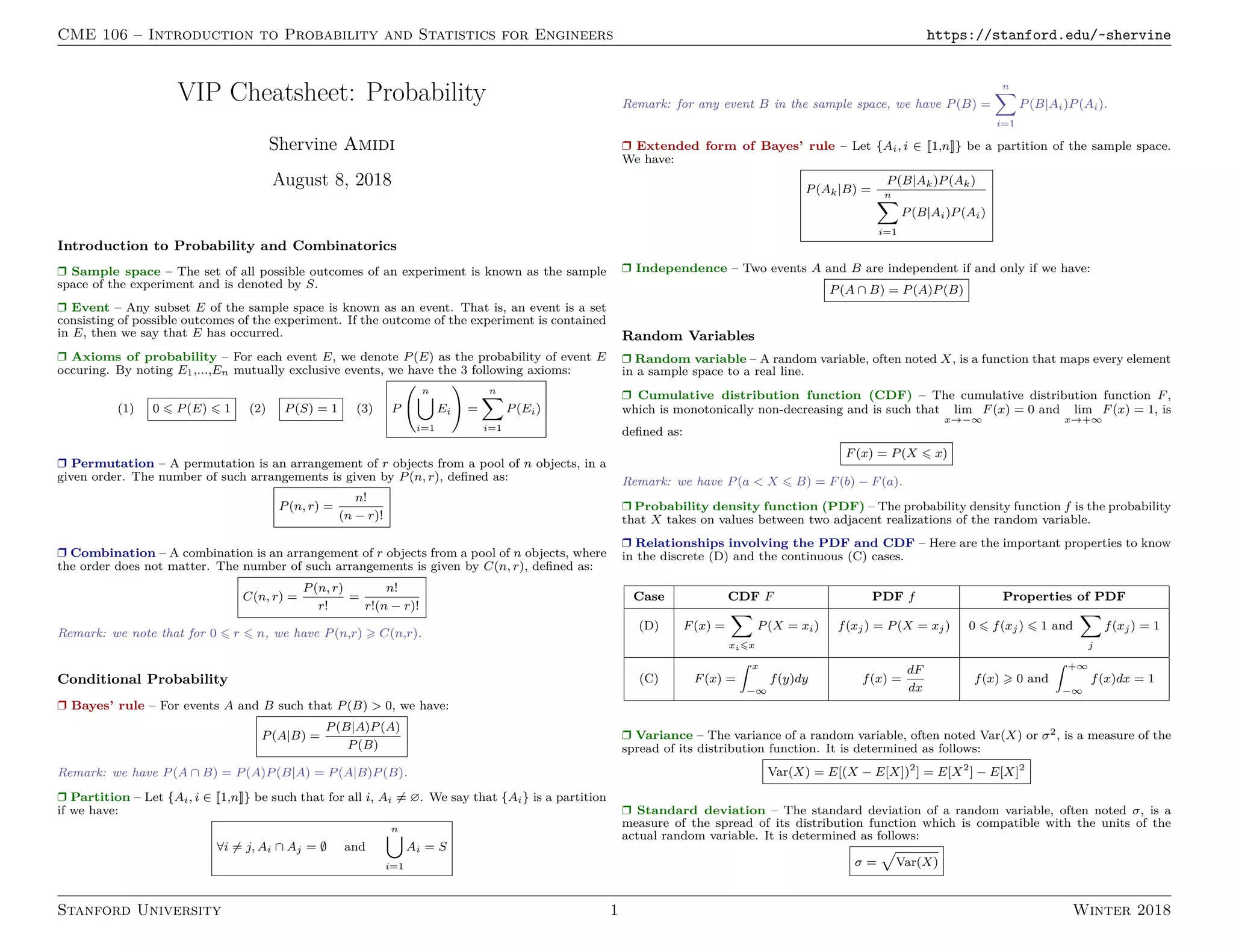 Cheatsheet probability | PDF | Programming Languages | Computing
