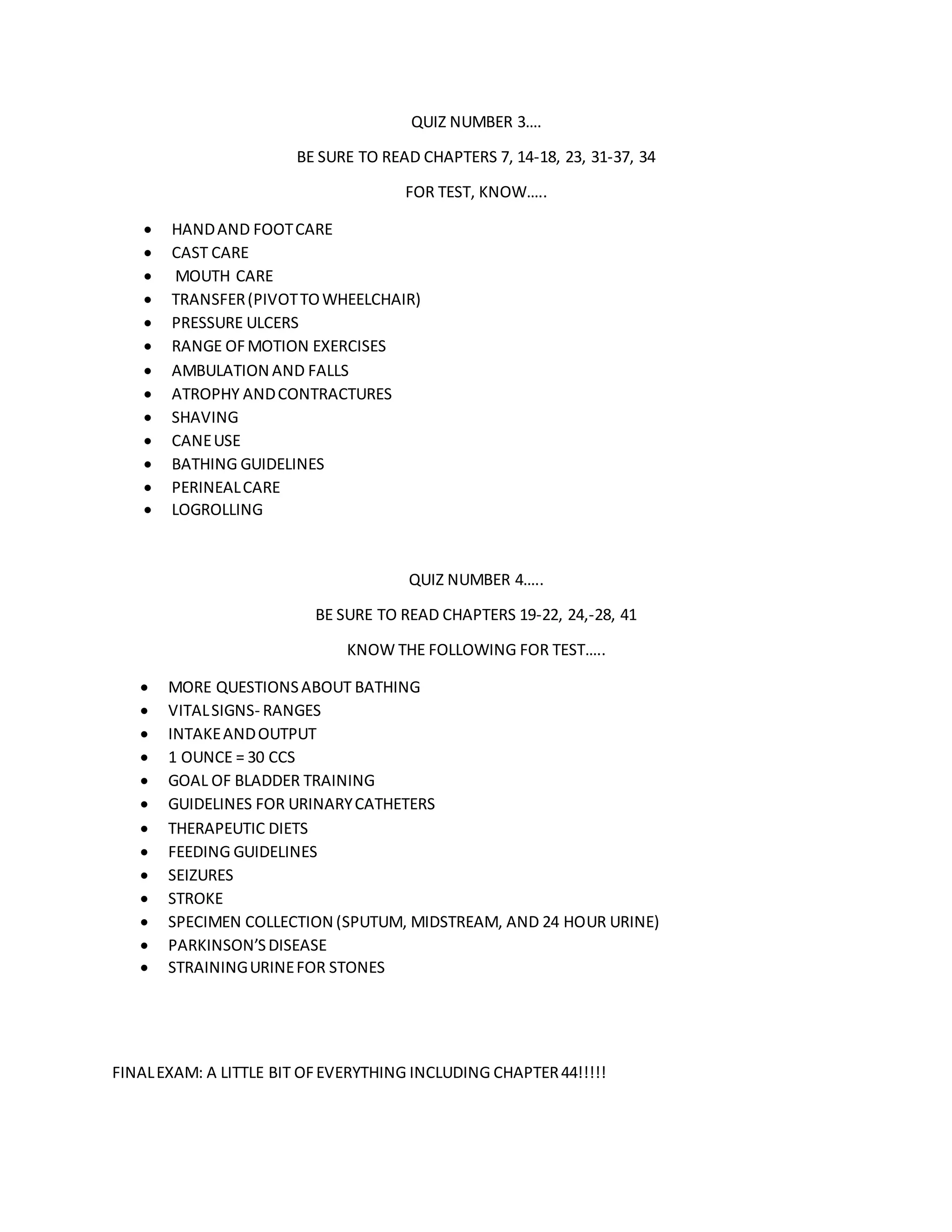 Cheat sheet for quiz number one | DOCX