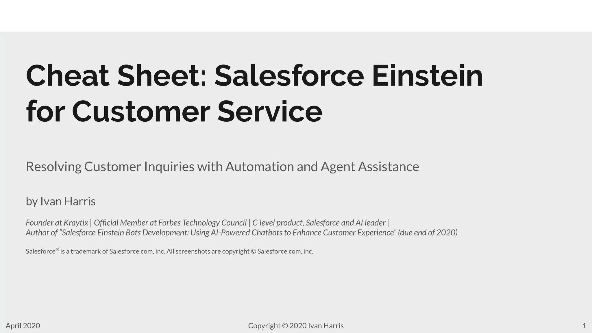 Cheat Sheet Salesforce Einstein For Customer Service Ppt
