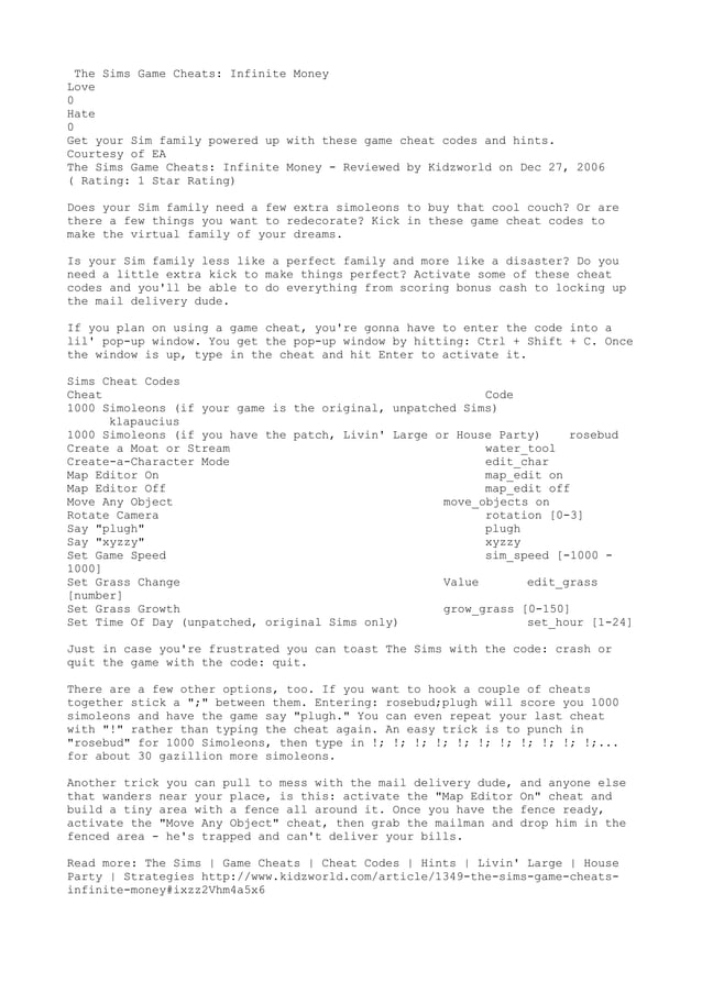 Cheat sims | PDF