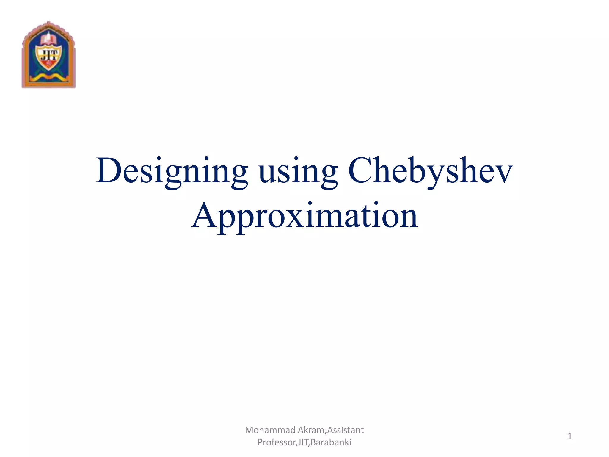 Chebyshev Filter Ppt