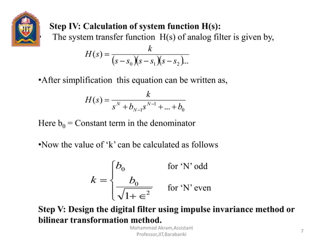 Chebyshev filter | PPTX