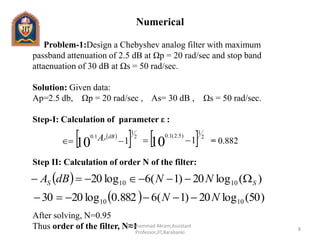 Chebyshev filter | PPTX