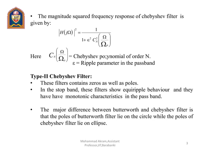 Chebyshev filter