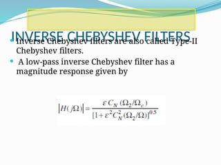 Chebyshev Filter design. . | PPT